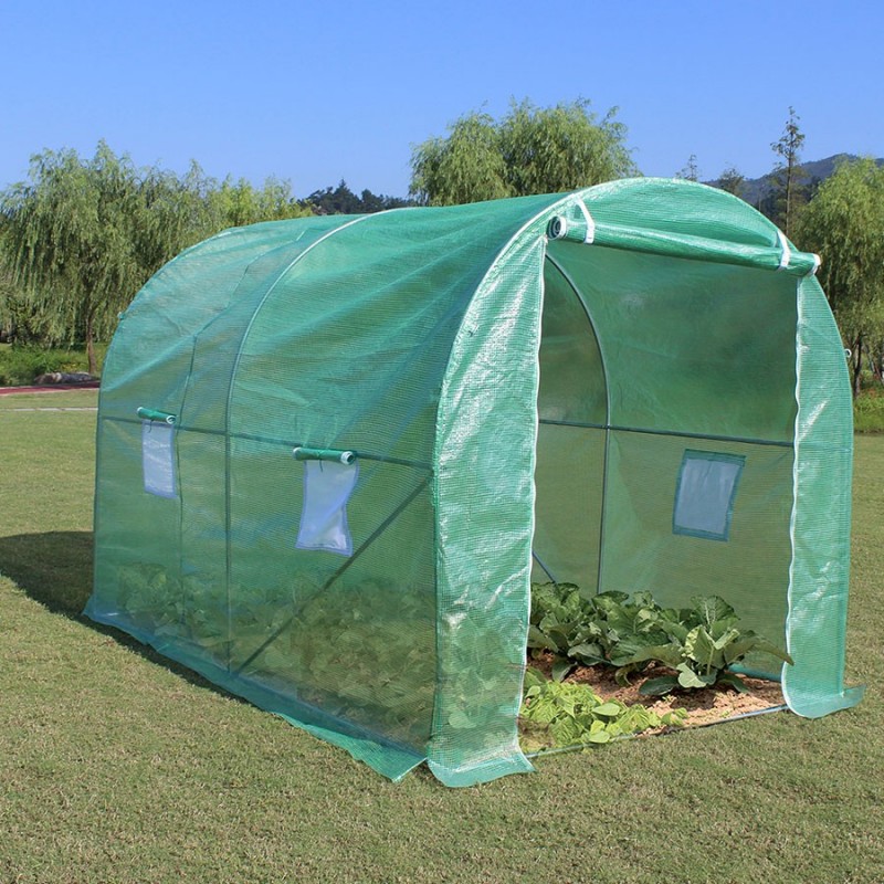 Serre de jardin tunnel structure en acier, 5m² avec porte amovible