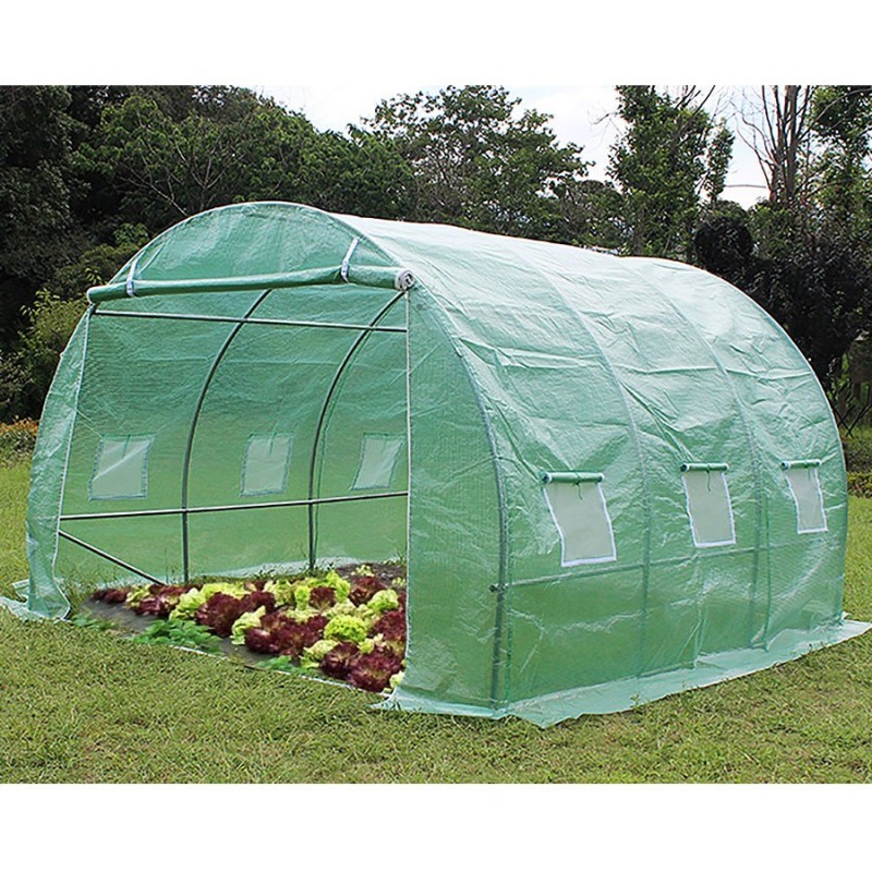 Serre de jardin tunnel structure en acier, 9m² avec porte amovible